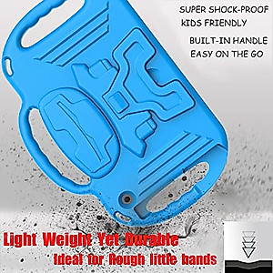 LTROP Kids Case for Fire HD 10 and Fire HD 10 Plus (11th Generation, 2021 Release) 10.1-Inch with Shoulder Strap, Light Weight Shockproof Kid-Proof Handle Stand Cover Case for Fire HD 10 2021, Blue