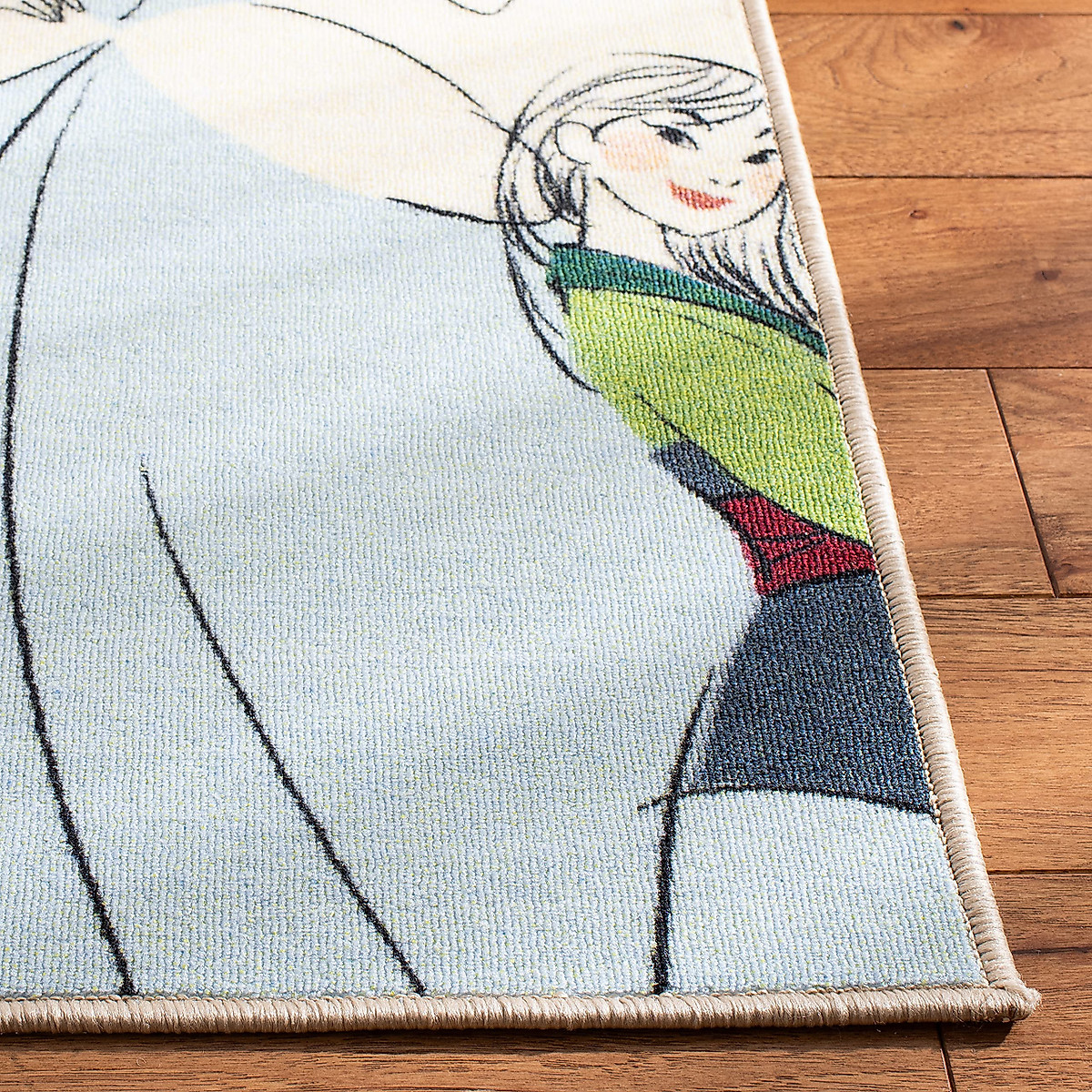 SAFAVIEH Disney Princess Collection Machine Washable Slip Resistant 5' x 7' Ivory/Pink Assurance Kids Bedroom Nursery Playroom Area Rug