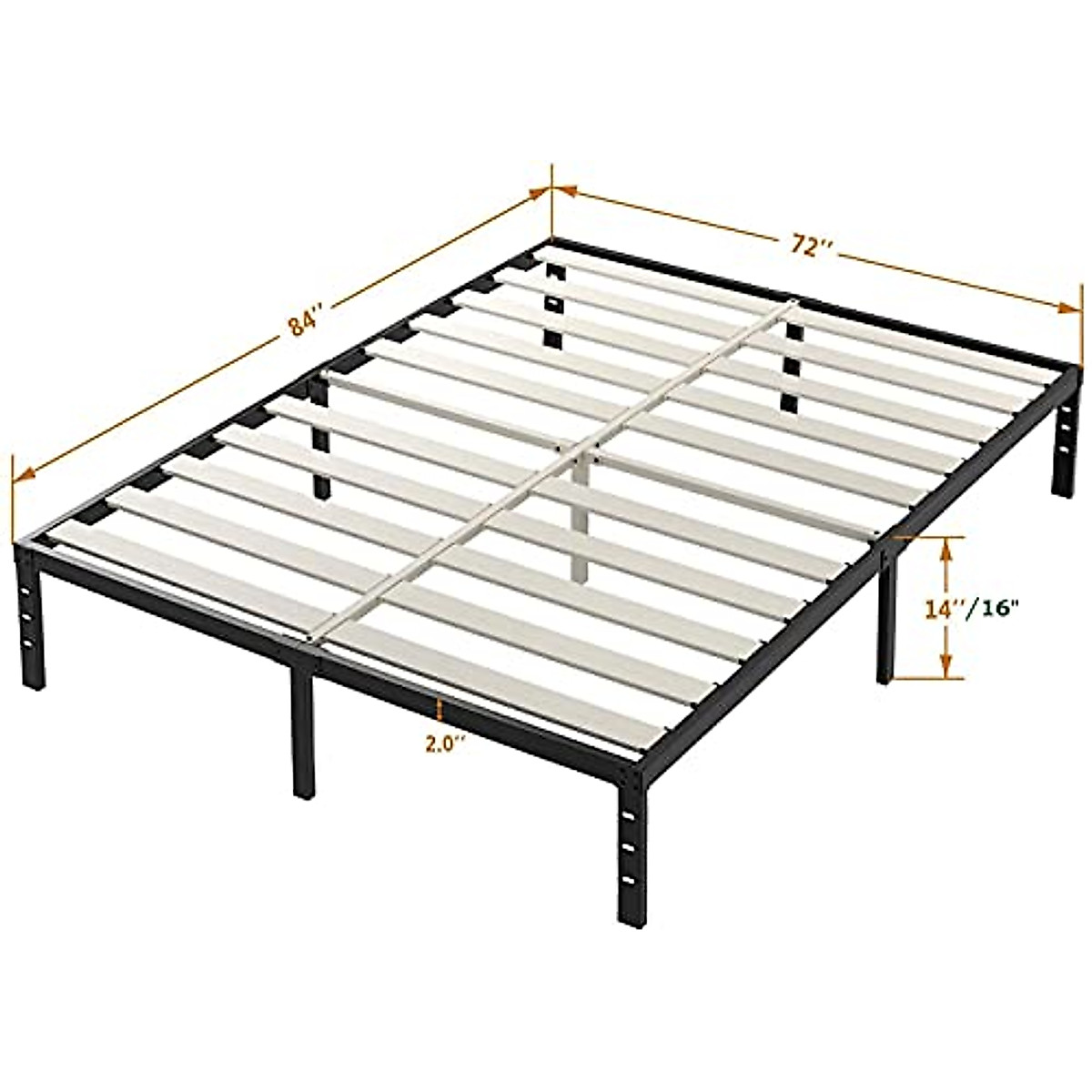 ZIYOO California King Bed Frame 16 Inch High 3" Wooden Slats Platform,3500lbs Heavy Duty Support,No Box Spring Needed Mattress Foundation, Quiet Noise Free, Easy Assembly