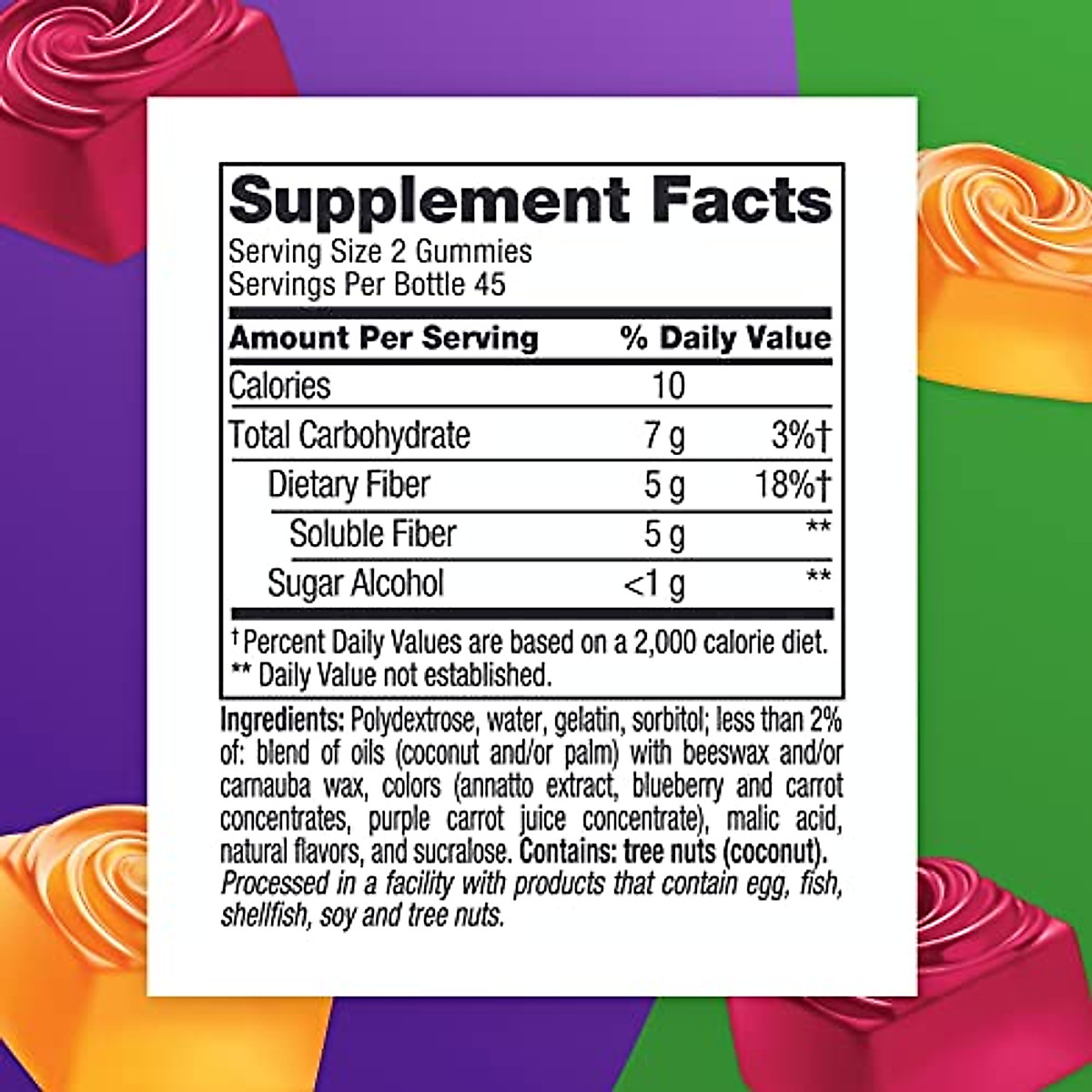 Vitafusion Fiber Well Sugar Free Fiber Supplement, Peach, Strawberry And Blackberry Flavored Supplements, 90 Count