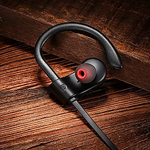 noot products NP11 Wireless Earphones Bluetooth in-Ear Headphones with Ear Hook/Mic, Volume & Remote Control IPX7 Sweatproof Earbuds for Sports, Workout, Running, Exercise, Gym (Black)