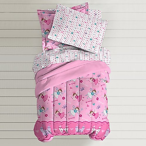 dream FACTORY Magical Princess 4 Piece Bedding Set, Toddler, Pink,2A74630JMU