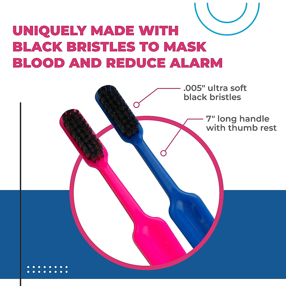 Tess Oral Health Ultra Soft Periodontal Toothbrush with Black Bristles - Post Surgical & Oncology Ultra-Soft Bristle Toothbrush (1 Dozen) - Gentle Care for Sensitive Smiles