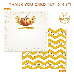 Pumpkin Baby Shower Invitations 5 Different Cards 25 Pack Gender Neutral Diaper Party Games Baby Names Thank You Cards Tickets Envelopes for Rustic Fall Autumn Halloween