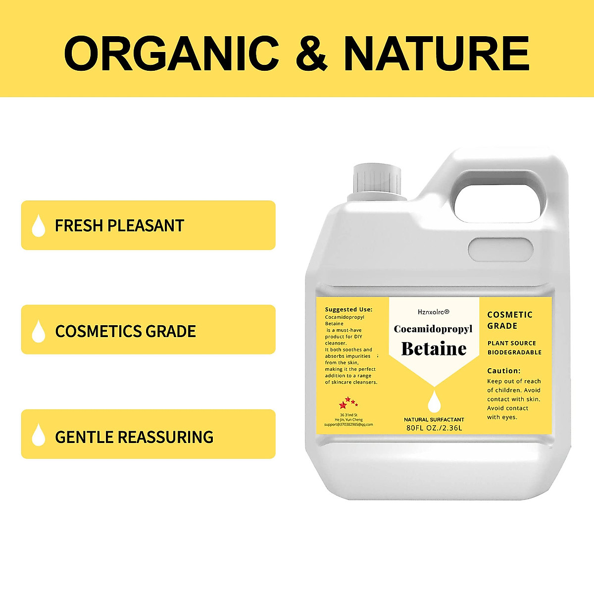 Hznxolrc 80 fl oz Pure Cocamidopropyl Betaine Natural Surfactant, Premium Coco Betaine Liquid, Cosmetics Grade