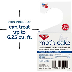 Enoz Moth Cakes – 8 Pack – Easily Hangs in Closets & Garment Bags – Kills Clothes Moths, Carpet Beetles, Eggs & Larvae – Treats 6.25 Cubic Feet