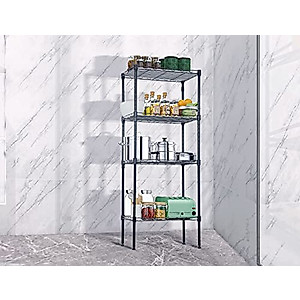 4-Tier Metal Wire Shelving Unit Kitchen Shelf Organizer Height Adjustable Storage Rack Utility Shelf Snack Shelf, NSF Certified Storage Shelves for Laundry Bathroom Kitchen Pantry Organization