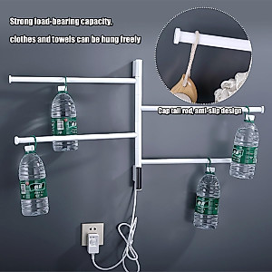 Rotatable Towel Rack with Timer,Electric Heated Towel Racks, 4-Bar 180° Swivel Towel Rack,82W Wall Mounted Towel Warmer Racks,Plug-in Heated Drying Rack for Bathroom, Kitchen (Color : Black)