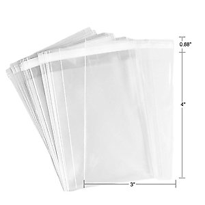 100 Pcs 3x4 2Mil Clear Flat Cello / 3"x4" Cellophane Bags Good for Candies, Cookies, Bakery Goods, Soap, Other Goodie Treats