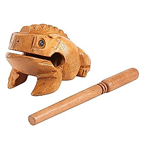 Wood Frog Guiro Rasp, Thailand Traditional Craft Wooden Musical Instrument Tone Block(12.7CM/5Inch)