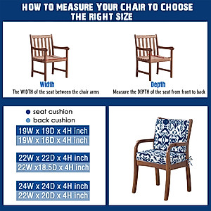 PRIMEPATIO 19x19 Outdoor Cushions Patio Furniture Cushion Set, Deep Seat Patio Chair Cushion & Foam Back Cushion, Outside Couch Sofa Replacement Cushions, Waterproof Outdoor Seat Cushions (Navy)