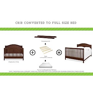 CC KITS Full Size Conversion Kit Bed Rails for Davinci Meadow 4-in-1 Crib (White)