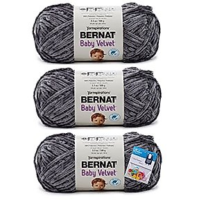 Bernat Baby Velvet Yarn - 3.5 Oz, Vapor Gray - 3 Pack Bundle with Bella's Crafts Stitch Markers