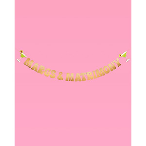xo, Fetti Margs & Matrimony Gold Foil Banner - 5 Ft. | Bachelorette Party Decoration, Fiesta Photo Booth, Summer Bride To Be Backdrop, Bridal Shower