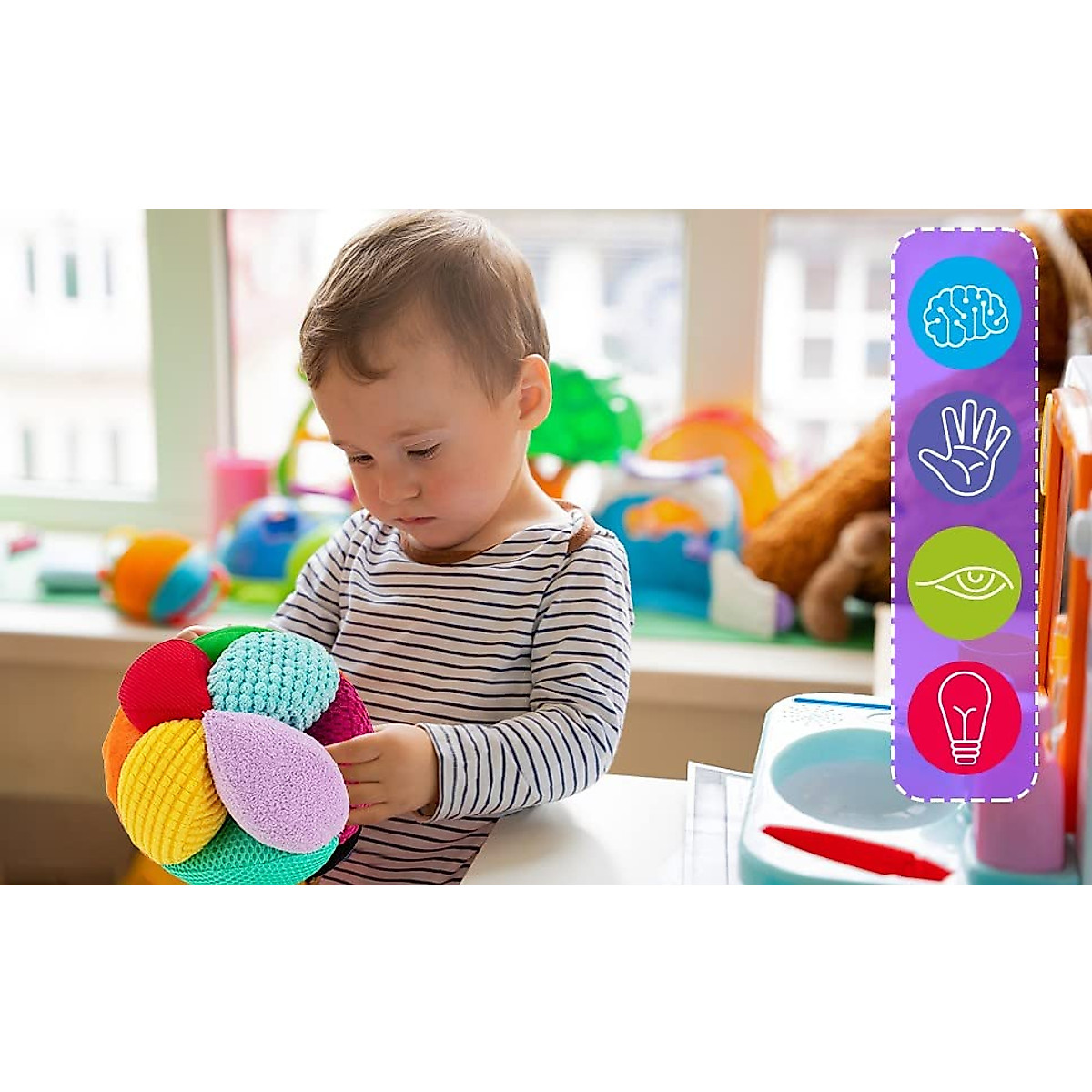 beetoy Baby Textured Ball, Baby Fabric Plush Stuffed Ball Toys,Developmental Bumpy Ball Toy- Montessori Soft Ball Toys with 12 Textured Fabric for Babies 6-12 Months