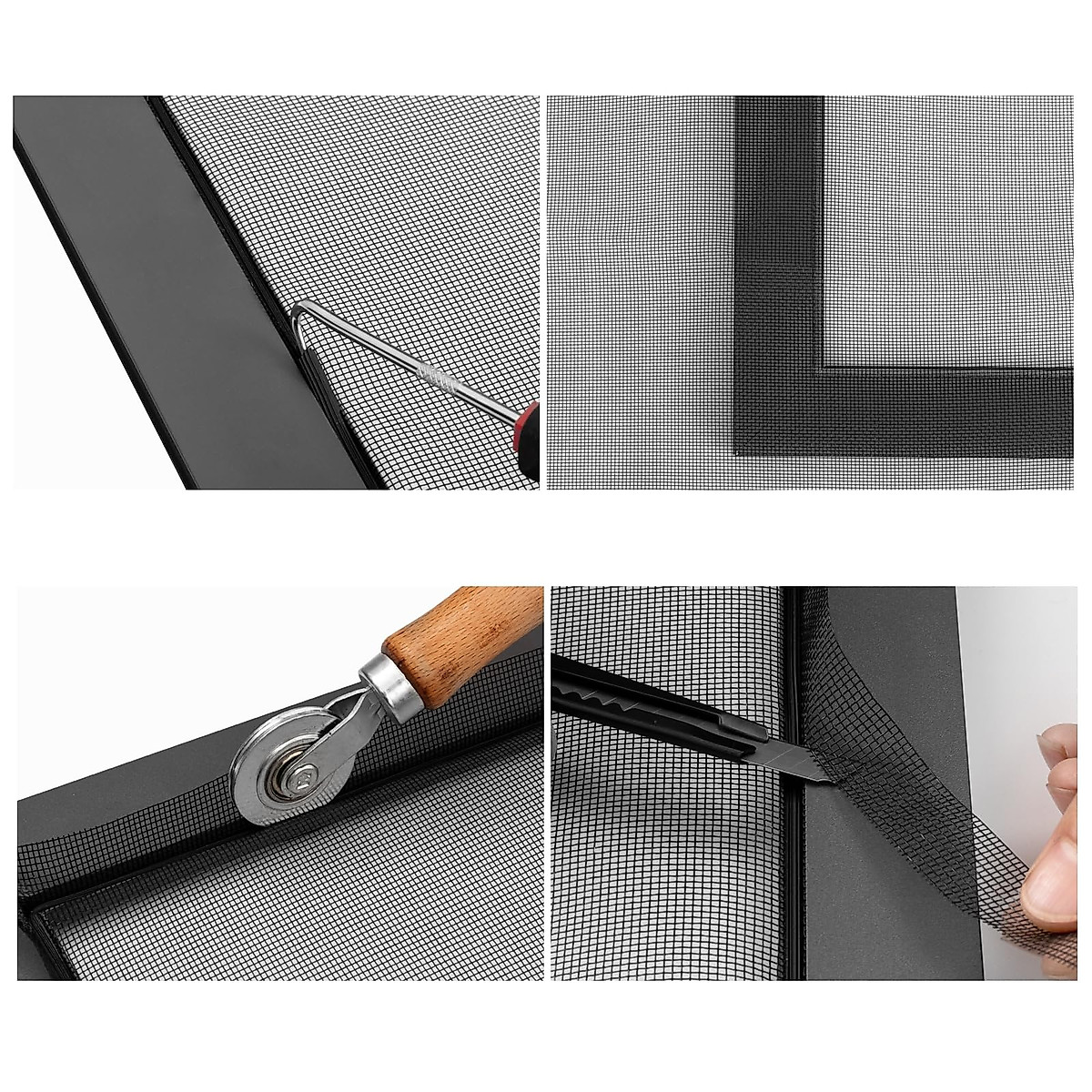39"×59" Grey Fiberglass Window Screens Repair kit - DIY Adjustable Window Screens mesh Replacement kit for WindowsDoorPorchPatioSliding Screen Door