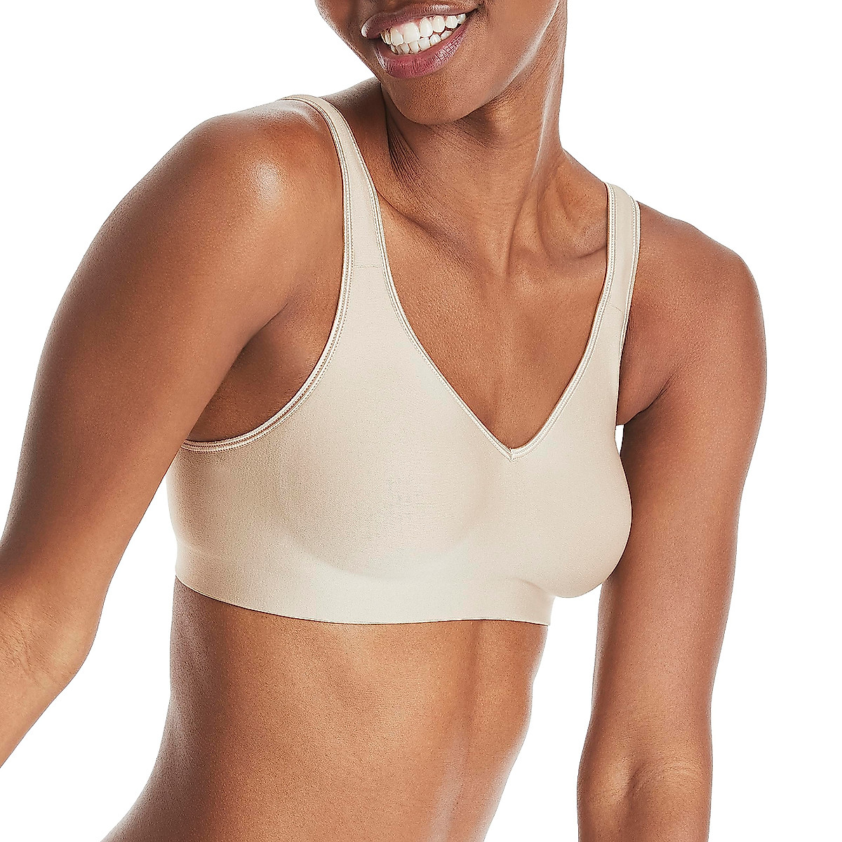 Hanes Womens Smooth Comfort Wireless Bra, Seamless Full-coverage T-shirt Moisture Wicking, Single & 2-pack Bra, Nude, 3X-Large US