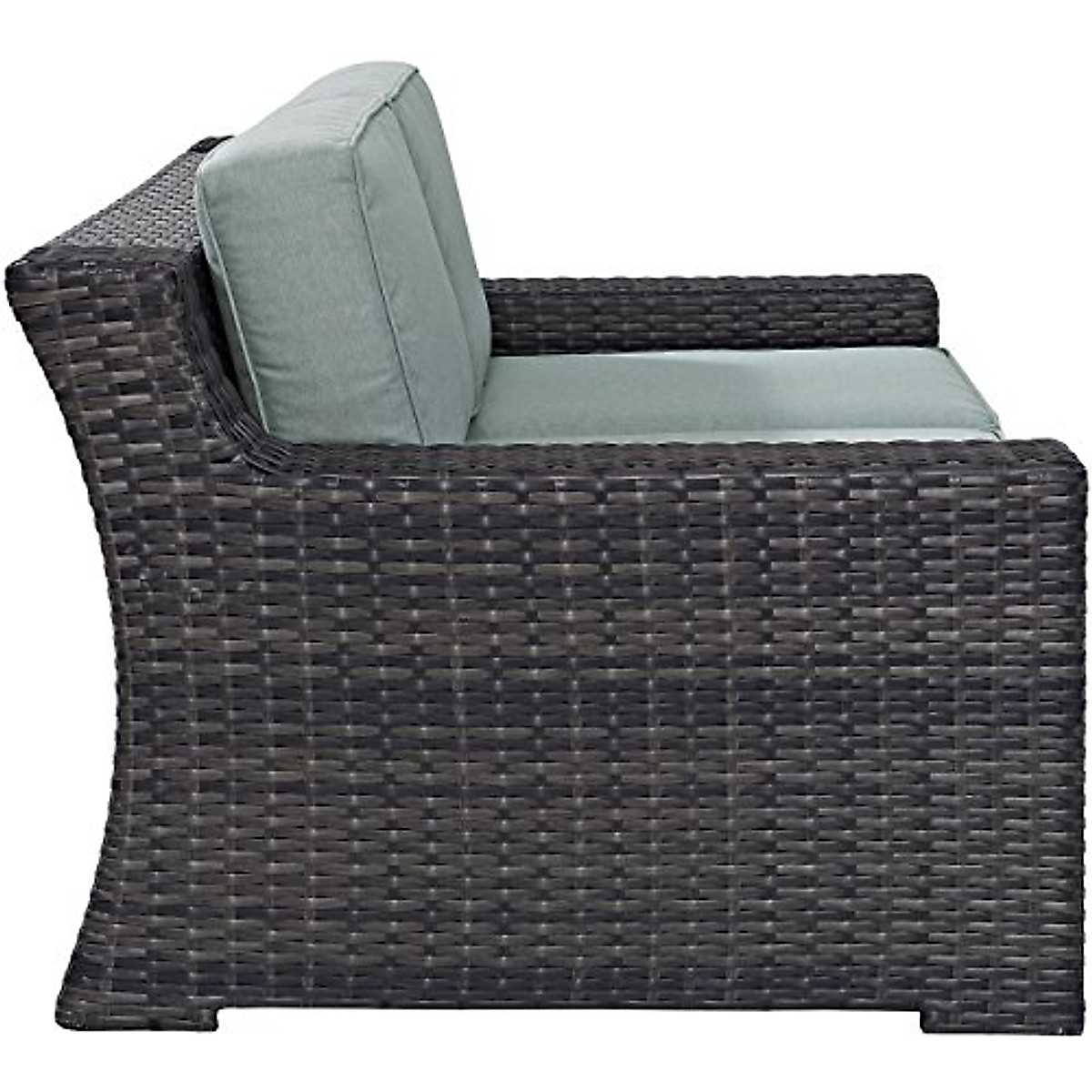 Crosley Furniture KO70102BR Beaufort Outdoor Wicker Loveseat, Brown with Mist Cushions