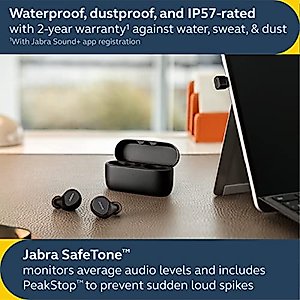 Jabra Evolve2 True Wireless in-Ear Bluetooth Earbuds with Active Noise Cancellation (ANC) and 4-mic MultiSensor Voice Technology - Microsoft Teams Certified, Works with All Other Meeting apps - Black