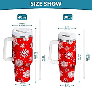 RPLIFE Various White Snowflakes 40oz Tumbler with Handle, Stainless Steel Cups with Lid, Tumblers for Women