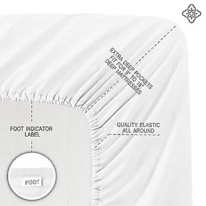 BIOWEAVES 100% Organic Cotton Sheets, 300 Thread Count 4-Piece GOTS Certified Bed Sheet Set Fits Mattress Upto 17" Deep Pocket, Soft & Silky Sateen Weave (Queen, White)