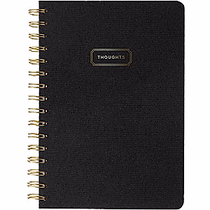 Eccolo 6x8 Wirebound Notebook, Flexible Faux Leather Covers, 192 Cream Lined Pages, Oxford Black