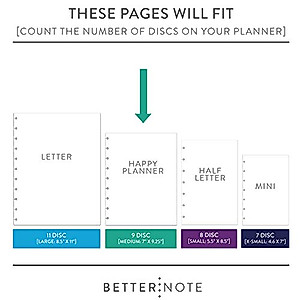 BetterNote Skinny To Do List Refills for Discbound Notebooks, Half Sheet Checklist, Fits Levenger Circa, Staples Arc, TUL, The Happy Planner, Disc Bound, Talia (Whimsy- 25 Sheets, 9-Disc, 7"x9.25")