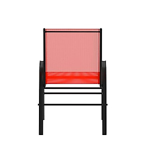 Flash Furniture Brazos Series Red Outdoor Stack Chair with Flex Comfort Material and Metal Frame, Set of 4