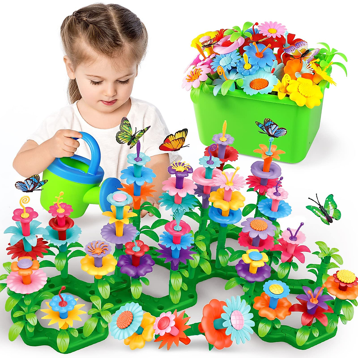 BainGesk Toys for 3, 4, 5, 6 Year Old Girls, Preschool Flower Garden Building Set - 148pcs, Educational STEM Gardening Toy, Ideal Christmas & Birthday Gift for Kids & Toddlers Age of 2-4
