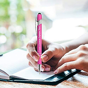 GIFTSDIY Personalized Pens with Stylus,Custom Engraving Ballpoint Pens,Imprinted with Your Logo or Message for Christmas, Graduation And Birthday,Black Ink,Medium Point (12, Purple)