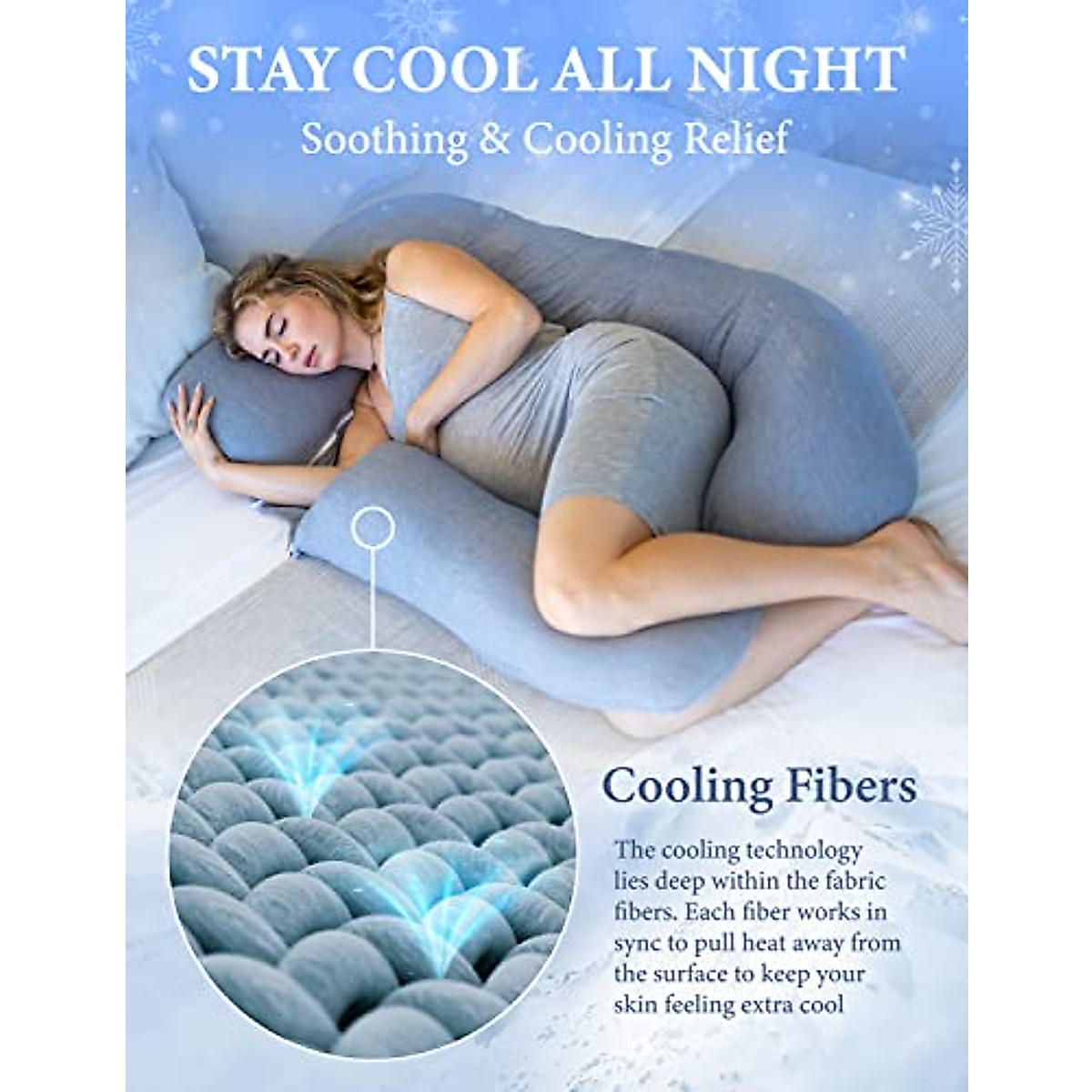 Pharmedoc Pregnancy Pillows, U-Shape Full Body Pillow – Removable Cooling Cover -Dark Grey – Pregnancy Pillows for Sleeping – Body Pillows for Adults, Maternity Pillow and Pregnancy Must Haves