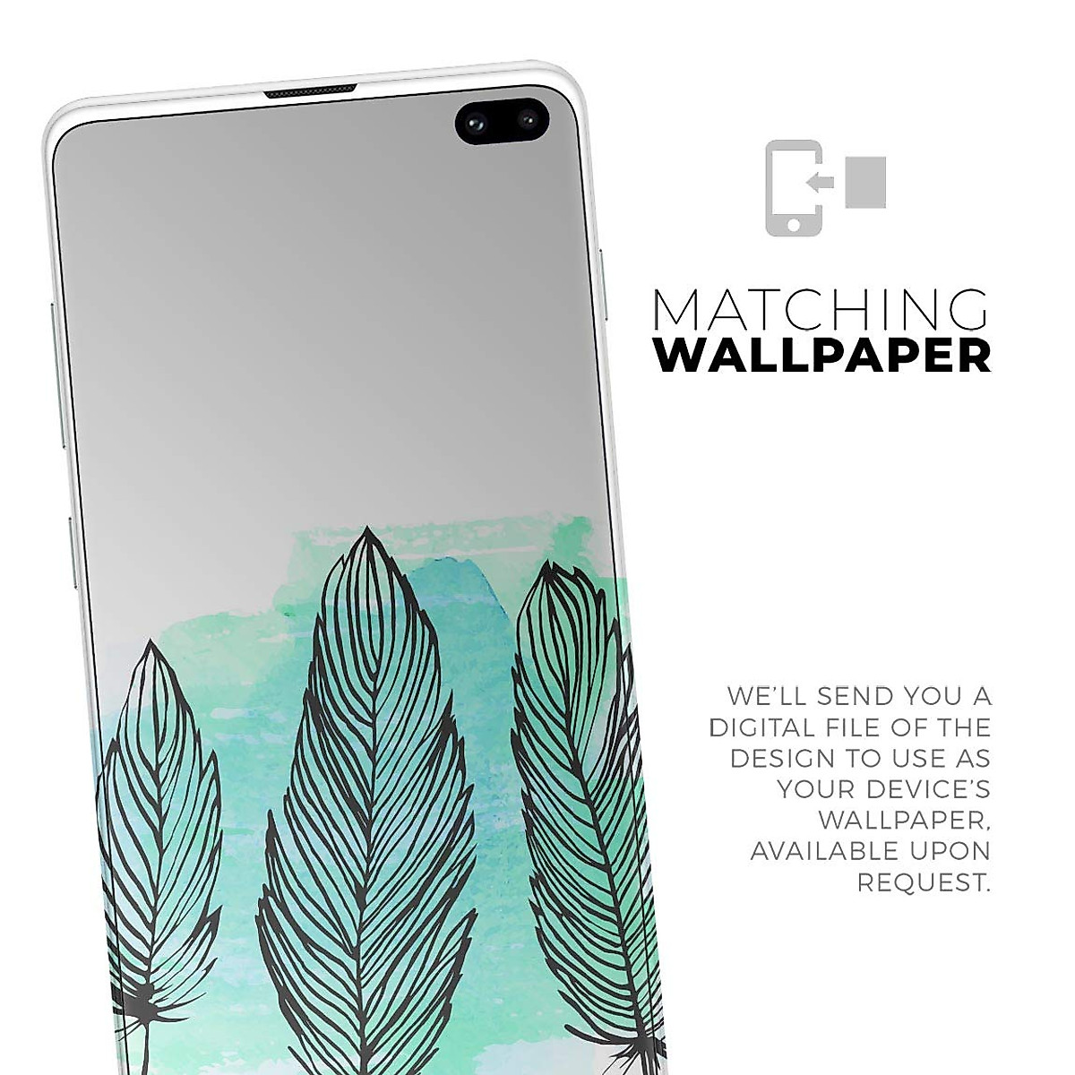 DesignSkinz Pen & Watercolor Feathers Protective Vinyl Decal Wrap Skin Cover Compatible with The Samsung Galaxy S20 (Screen Trim & Back Glass Skin)