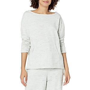 b new york Women's Eco BCI Long Sleeve Raw Edge Sweatshirt, Multi Heather Terry, L