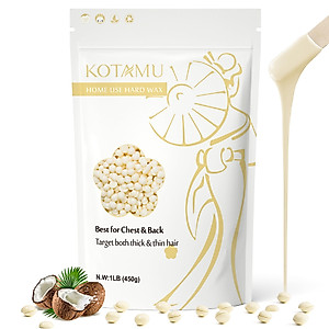 KOTAMU Hard Wax Beads for Hair Removal - 1lb Sensitive Skin Thick Hair Formula for Full Body, Face, Chest, Back, Leg, Bikini Brazilian Waxing - Wax Refill for Women and Men