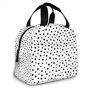 Huatansy Black Dots Lunch Bags Insulated Lunch Box Cooler Bag Unisex For Work School Travel Picnic Outdoor