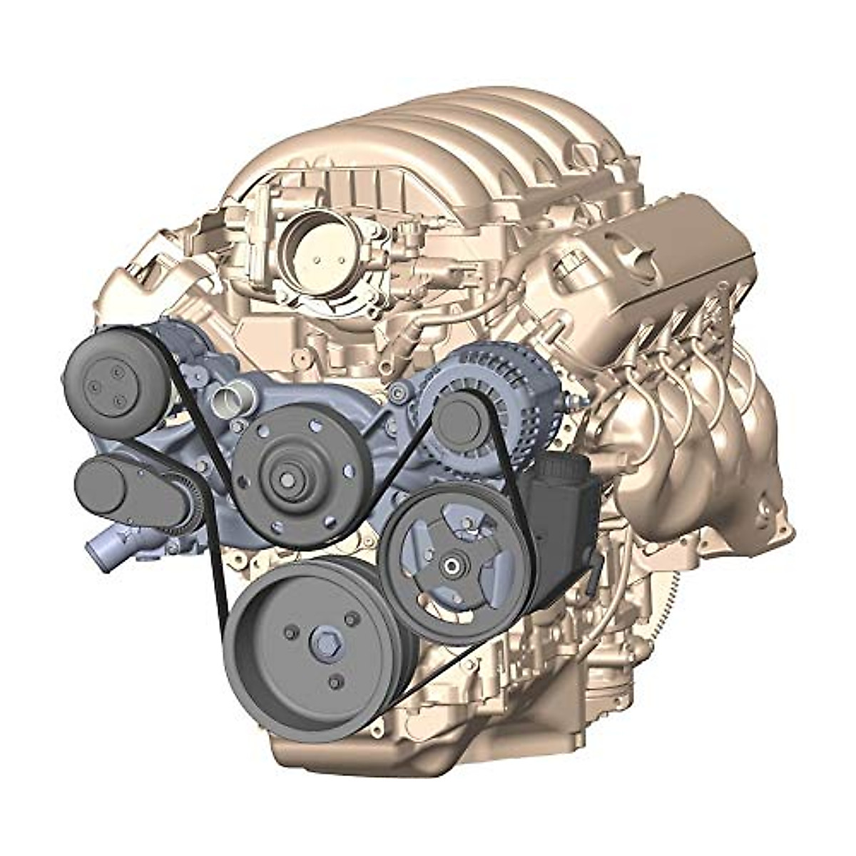 NEW HOLLEY BLACK MID-MOUNT COMPLETE ACCESSORY SYSTEM WITH SD7 A/C COMPRESSOR,ALTERNATOR,POWER STEERING PUMP,TENSIONER,BELT,CRANK DAMPER & PULLEYS,COMPATIBLE WITH GM LS ENGINES