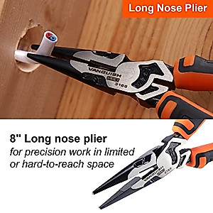 VANQUISH 3-Piece Pliers Set with Wire Jaw Diagonal Cutting Pliers, Long Needle Nose Pliers and Linemans Pliers Tool Set (3192)