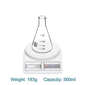 stonylab 2-Pack Glass 500ml Heavy Wall Narrow Mouth Erlenmeyer Flasks with Heavy Duty Rim (500ml Fits with stonylab 7# Rubber Stopper)