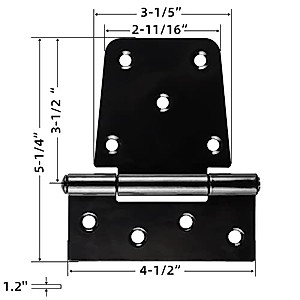 Heavy Duty Gate Hinges 3.5 inch 4 Pack, Black Iron Door Hinges for Shed Barn Wood Fence Gate (Included Screws)