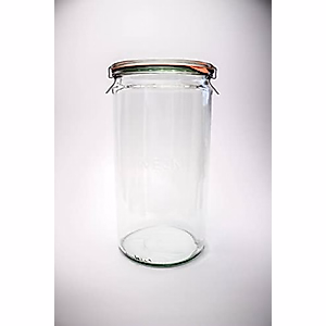 VERSAINSECT – 1.5L Glass Jars with Large Storage Capacity – Preserving Jars with Airtight Lids Suitable for Pickling – Heat Resistant Canning Jars - Microwave Safe - (1 Jar with Glass Lid) 54 fl. oz