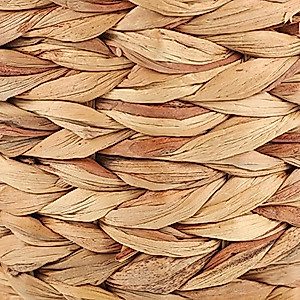 Rattan Basket Woven Waste Basket Round Trash Can Decorative Garbage Waste Bin Rubbish Container Laundry Cloth Storage Basket Organizer for Bedroom Home Living Room Bathroom Woven Basket