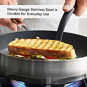 KitchenAid 3-Ply Base Brushed Stainless Steel Nonstick Round Grill Pan/Griddle, 10.25 Inch