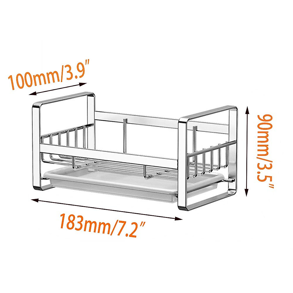 2 Pack Kitchen Sponge Holder - Kitchen Sink Organizer - Sink Caddy - Sink Tray - Soap Holder - Stainless Steel,Silver+White