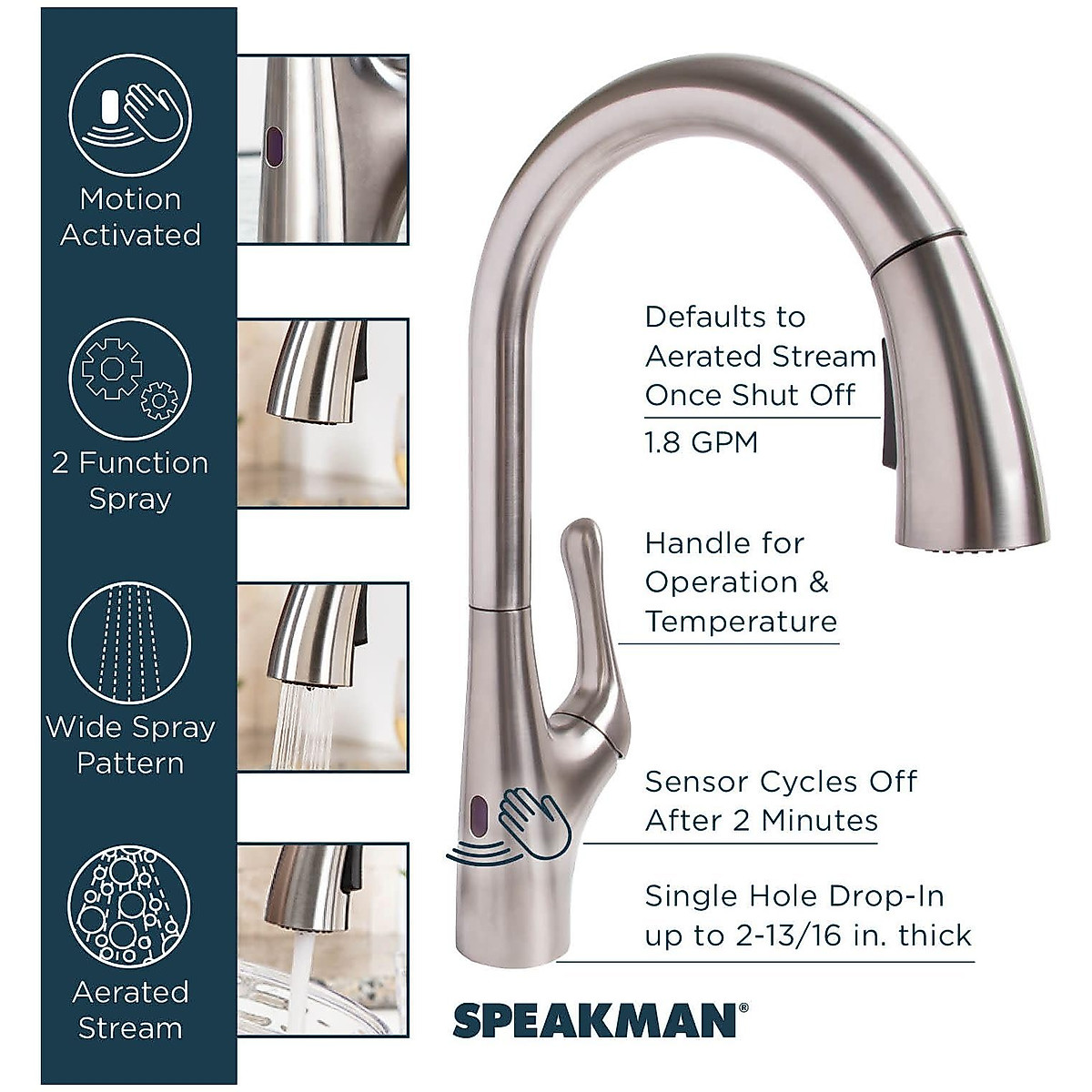 Speakman SBS-2142 Chelsea Sensor Pull Down Kitchen Faucet-PC, Polished Chrome