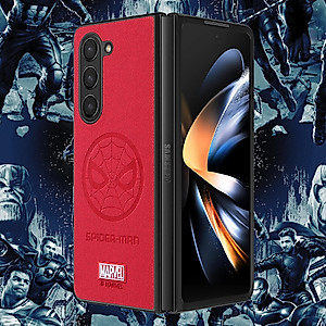 IRON SPIDER Case for Samsung Galaxy Z FOLD 5 5G, with Superhero character Compatible Galaxy Z FOLD 5 5G Leather Case RED