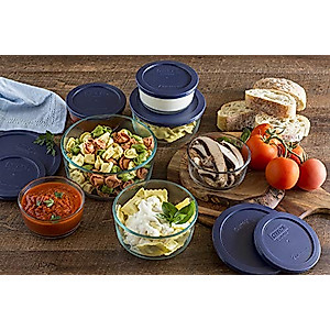 Pyrex 14-Piece Simply Store with Blue Covers, Clear