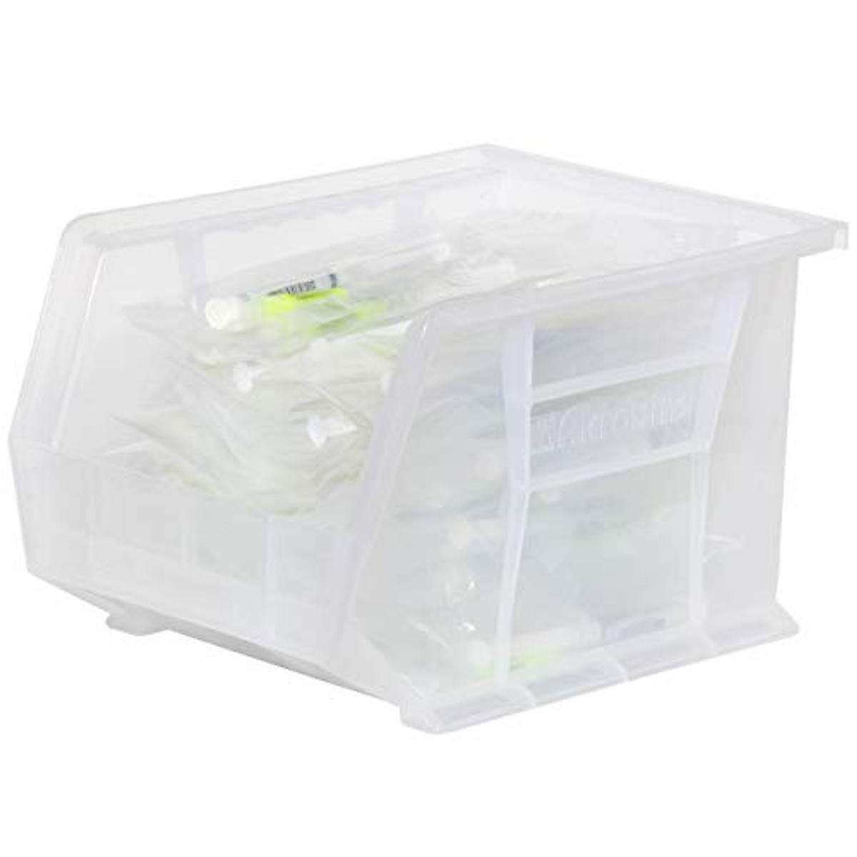 Akro-Mils 30239 AkroBins Plastic Storage Bins, Space-Saving Stackable Bins, Garage Organization Bins, Pantry Organization, Craft Storage, 11-Inch x 8-Inch x 7-Inch, Clear, 6-Pack