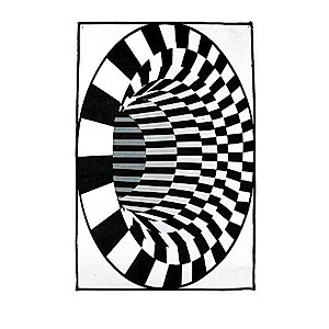 3D Carpet Bottomless Hole Optical Illusion Area Rug, Checkered Vortex Optical Illusions Rug, for Dining Room Carpet Home Bedroom Floor Mat (80x120cm) 1