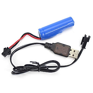 Fisca Spare Rechargeable 3.7V 800mAh Lithium Ion Battery with USB Charger, SM 2P Connector for RC Stunt Car