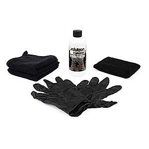 The Rag Company - Solution Finish Full Installation Kit - Quick Dry, Enriches & Restores, Condition & Protect, Black Plastic Trim Restorer (12oz) + 2 Microfiber Towels + Applicator Sponge + Gloves